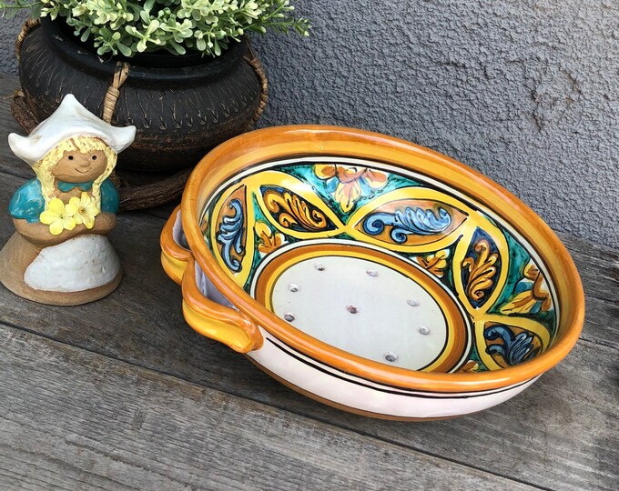 Italian Ceramic Pottery Colander Berry/fruit Bowl by Brancaleone ...