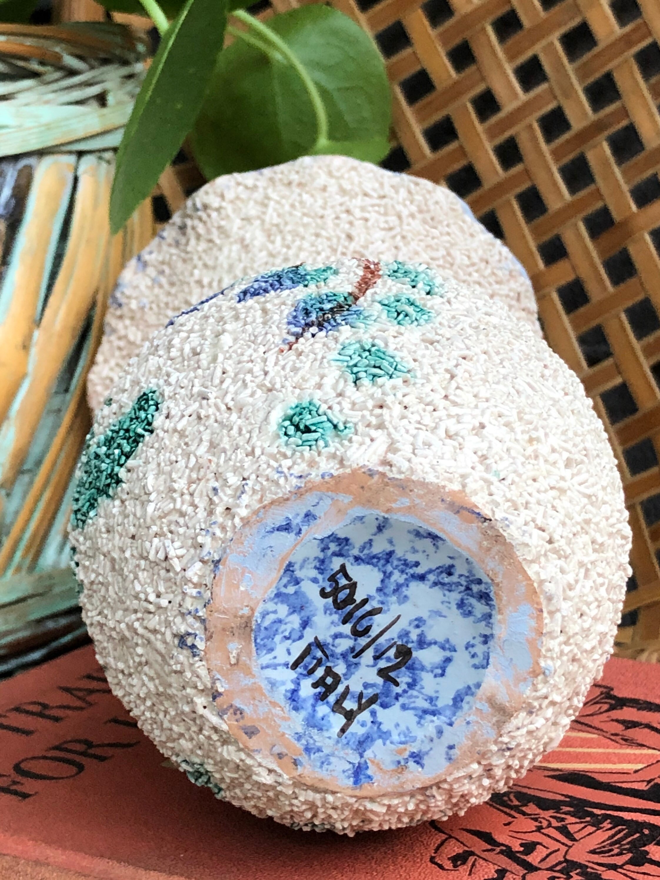 Italian Textured Pottery Vase - Floral/flowers - Made in Italy ...