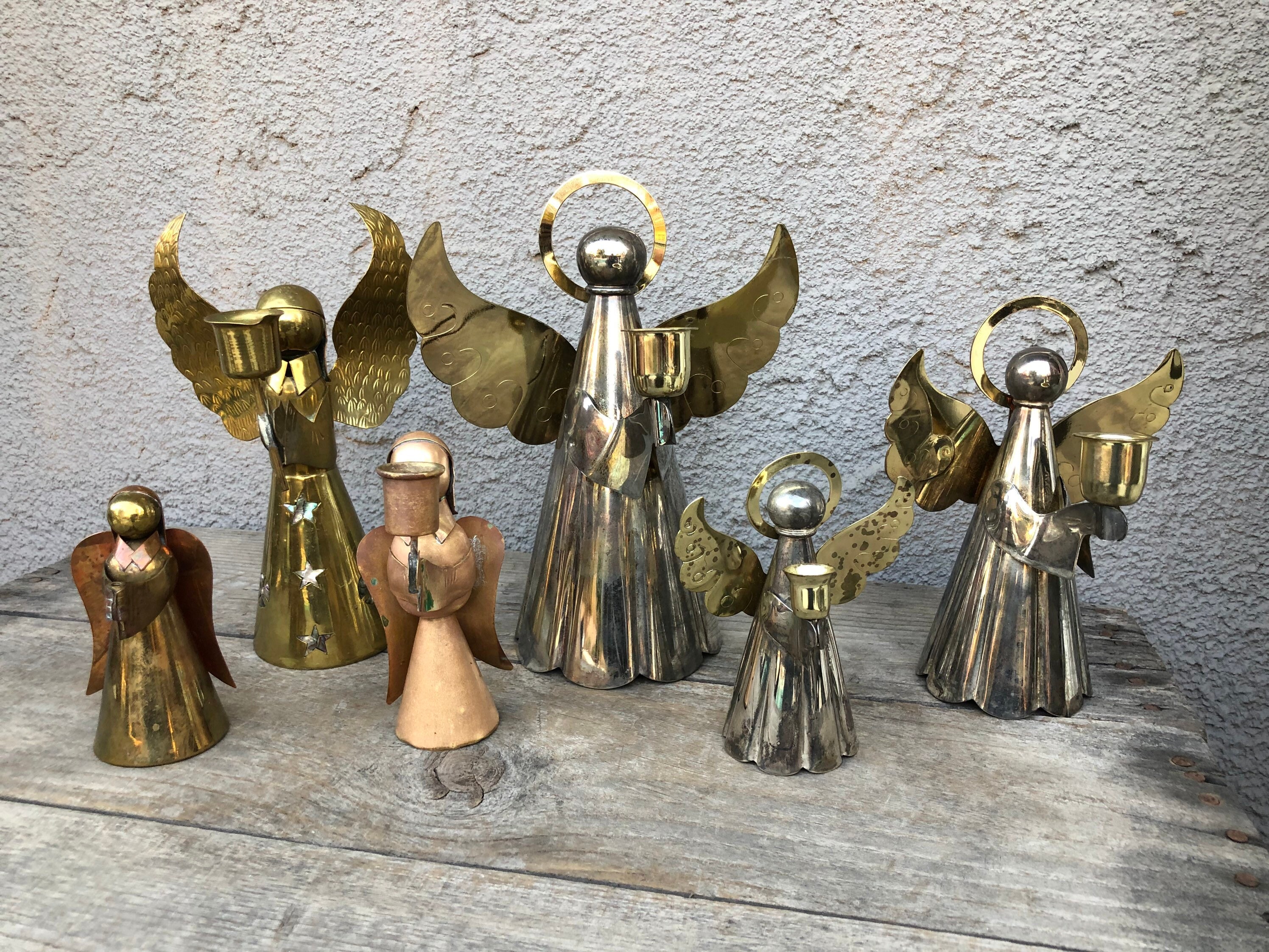 Vintage Brass/ Silver Colored Metal Angel | Etsy