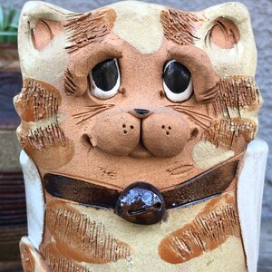 Vintage Ceramic Pottery Cat/kitty Planter - Pen / Paint Brush Holder by ...
