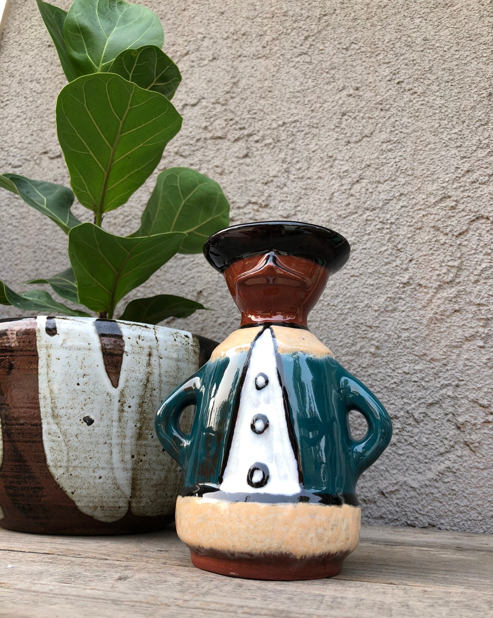 Ceramic Pottery Man Candlestick/candle Holder/air Plant Holder ...