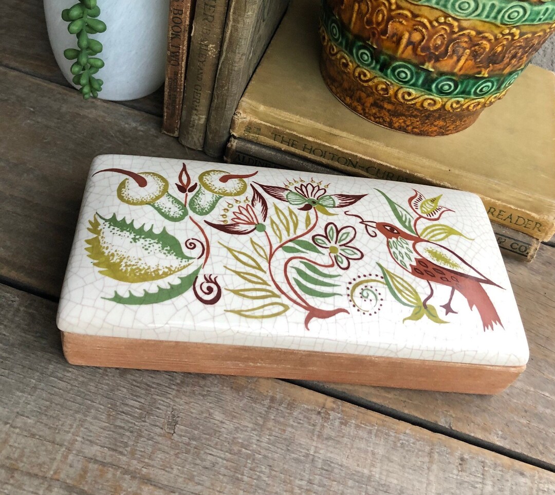 Barbara Willis Pottery Cigarette Box/trinket Box/lidded Ceramic Box Mid ...