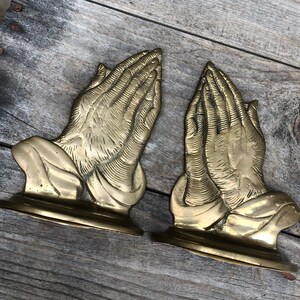Vintage Brass Bookends-praying Hands-boho/shabby Chic/eclectic-office ...