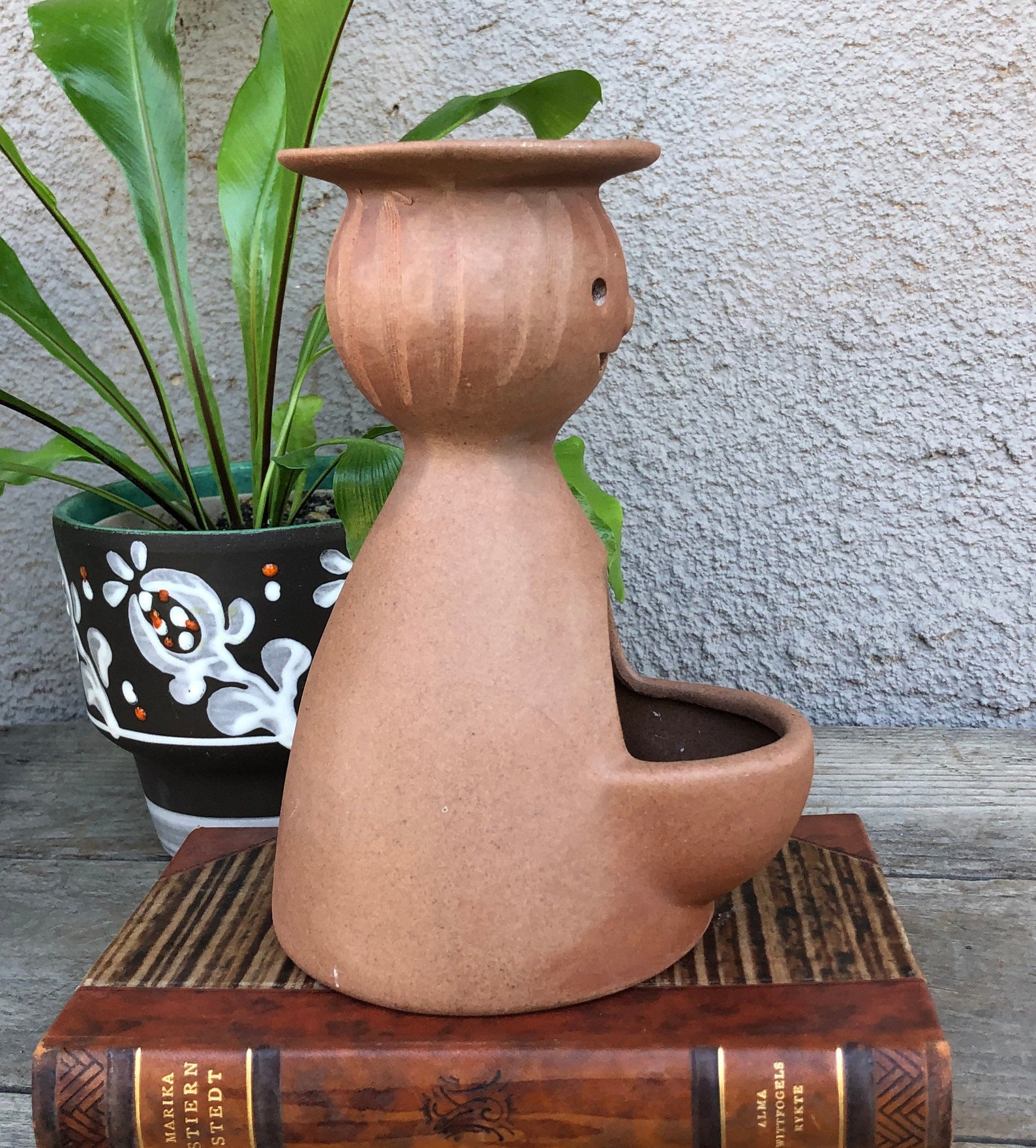 Stoneware Designs West/sdw -california Pottery-clay Gnome/man Candle ...