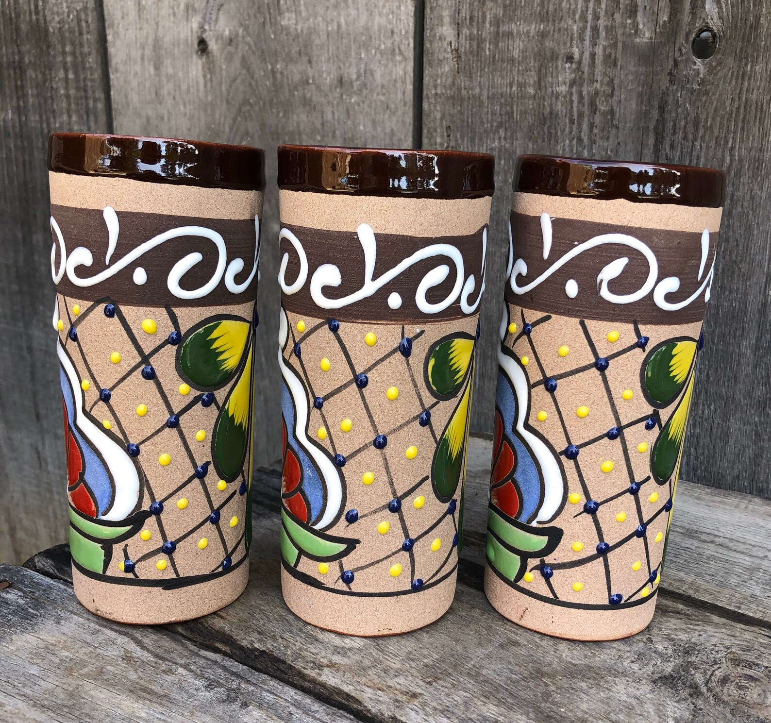 Mexican Sandstone Pottery Vases / Succulent Planters - Floral /flowers ...