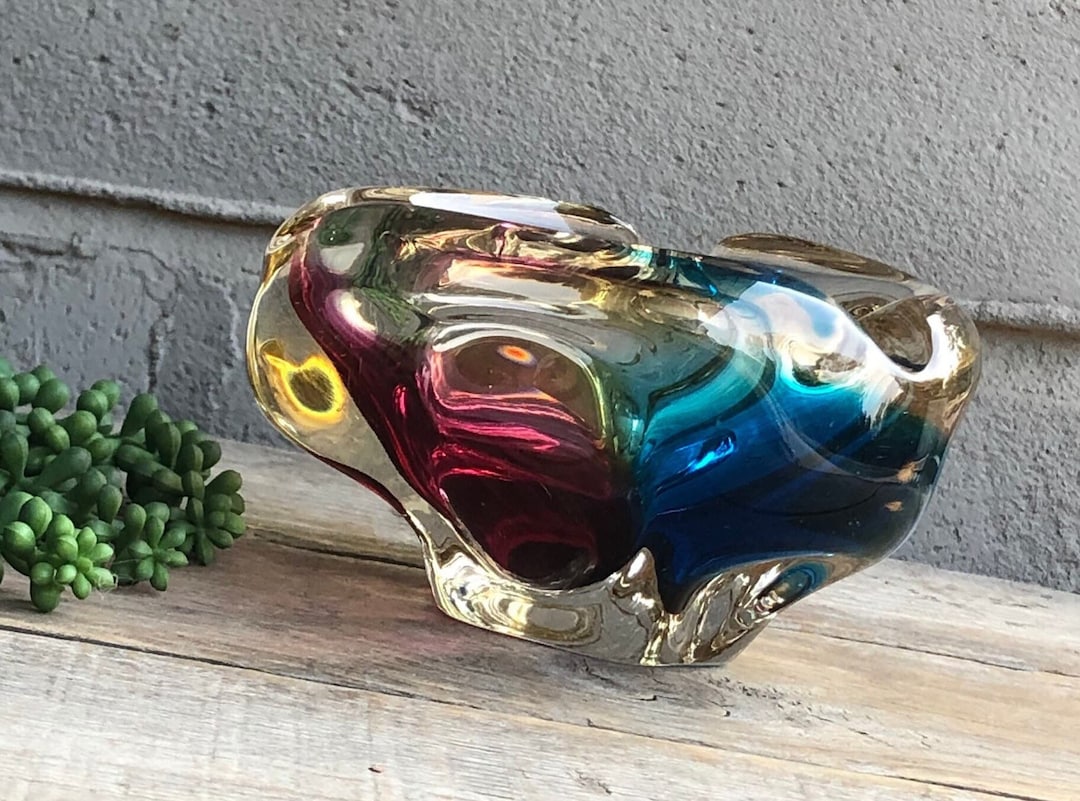 Sanyu, Japan Fantasy Glass Mid Century Art Glass Organic Bowl / Candy ...
