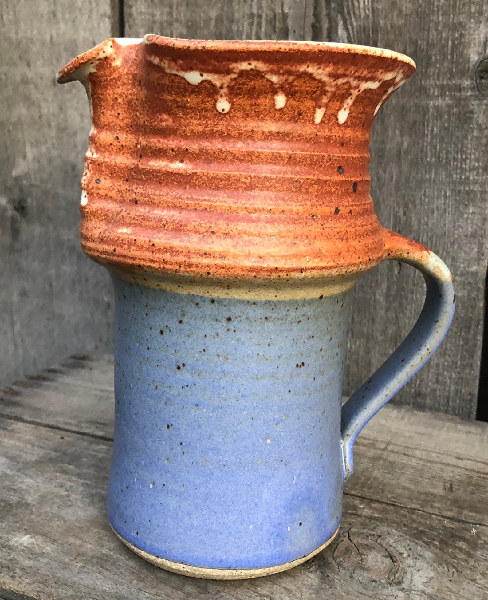 Hand Thrown Matte Stoneware Pitcher / Jug / Vase - Pottery Marked LJS ...