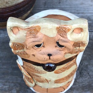 Vintage Ceramic Pottery Cat/kitty Planter - Pen / Paint Brush Holder by ...