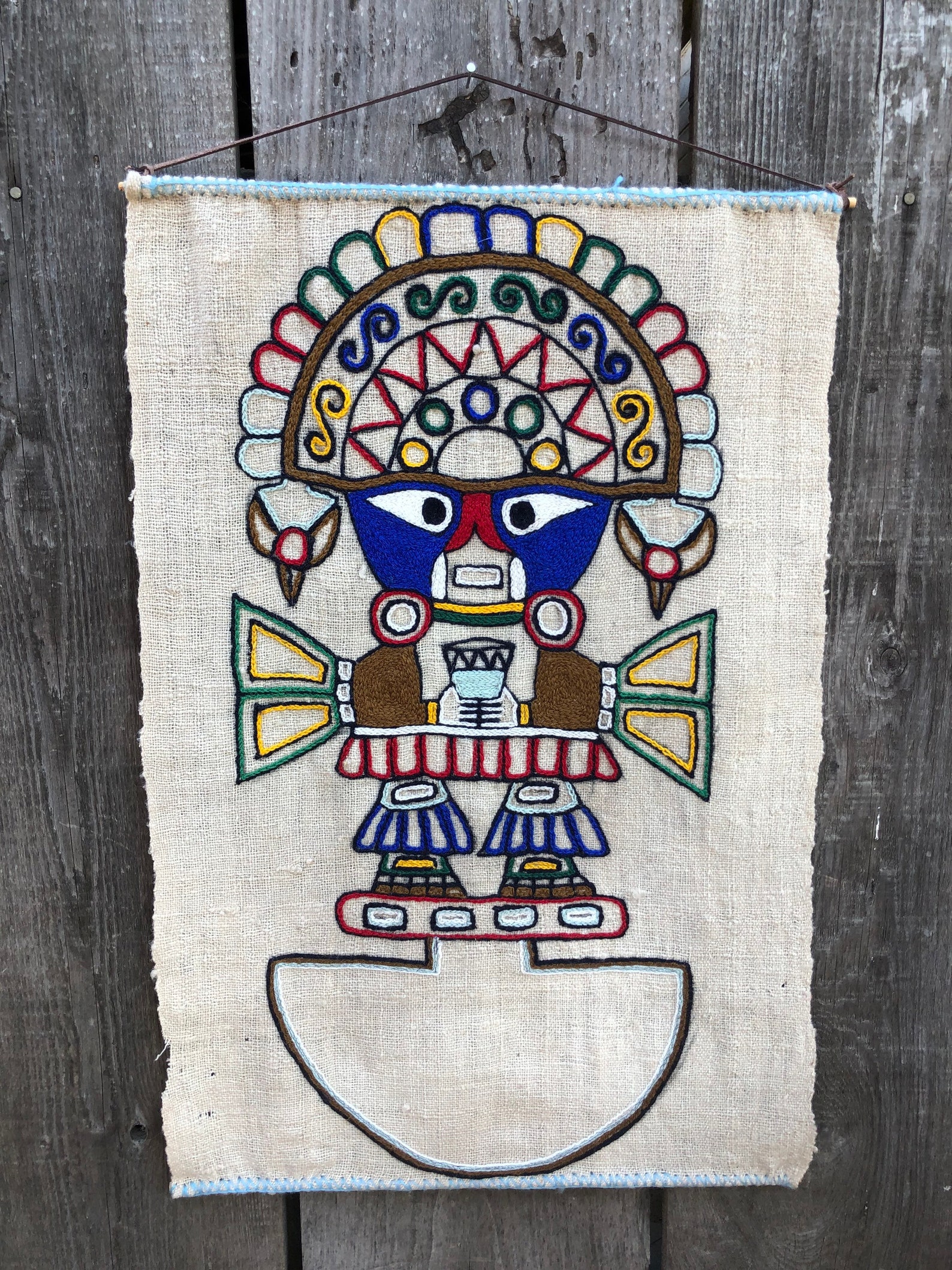 South American Hand Made Embroidered Boho Textile Wall Art Tapestry ...