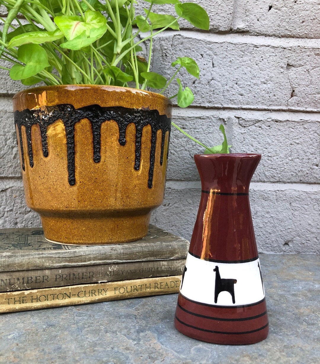 Vintage Peruvian Folk Art Pottery Vase - Los Reyes Lima Peru - Llama ...