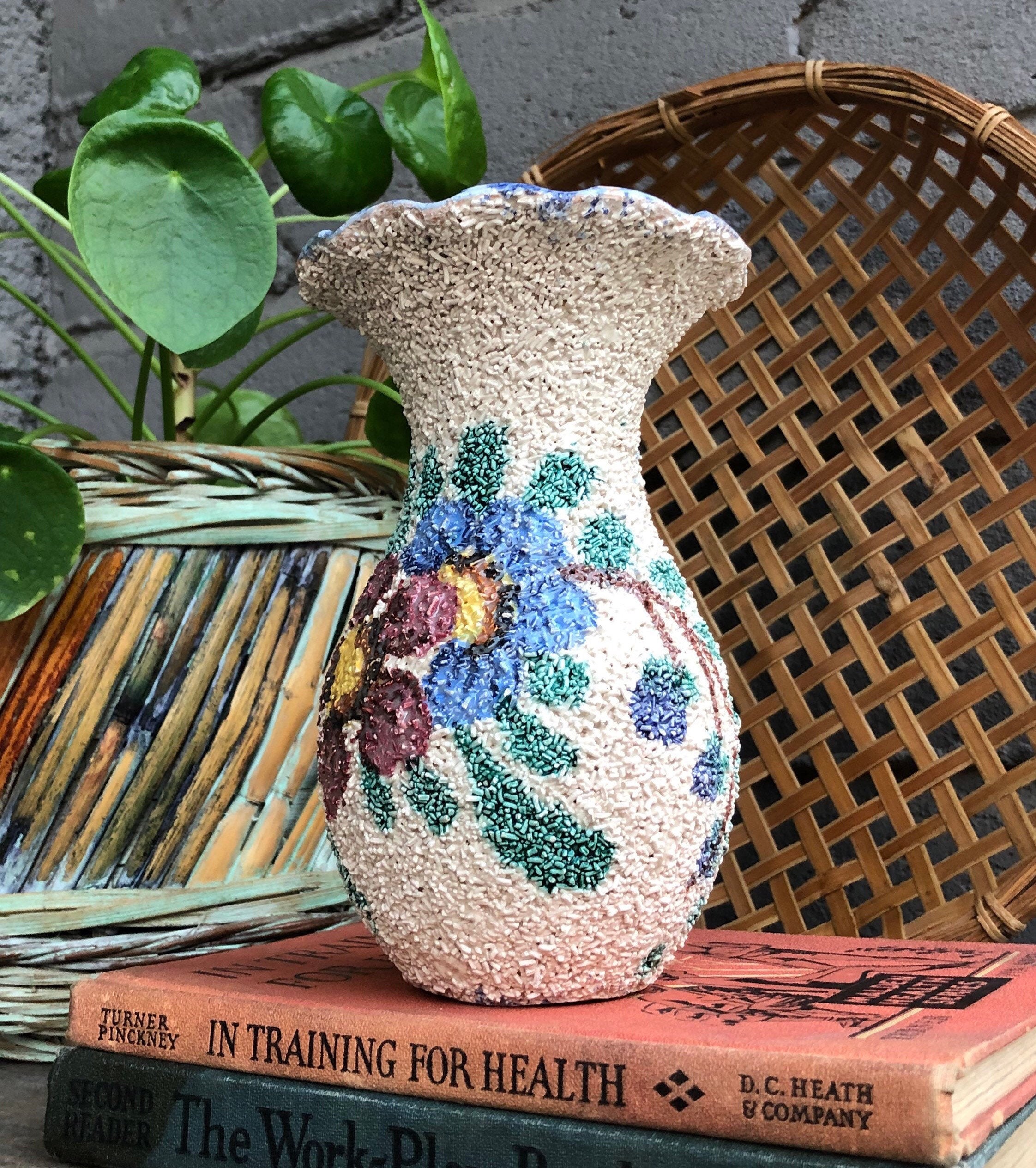Italian Textured Pottery Vase - Floral/flowers - Made in Italy ...