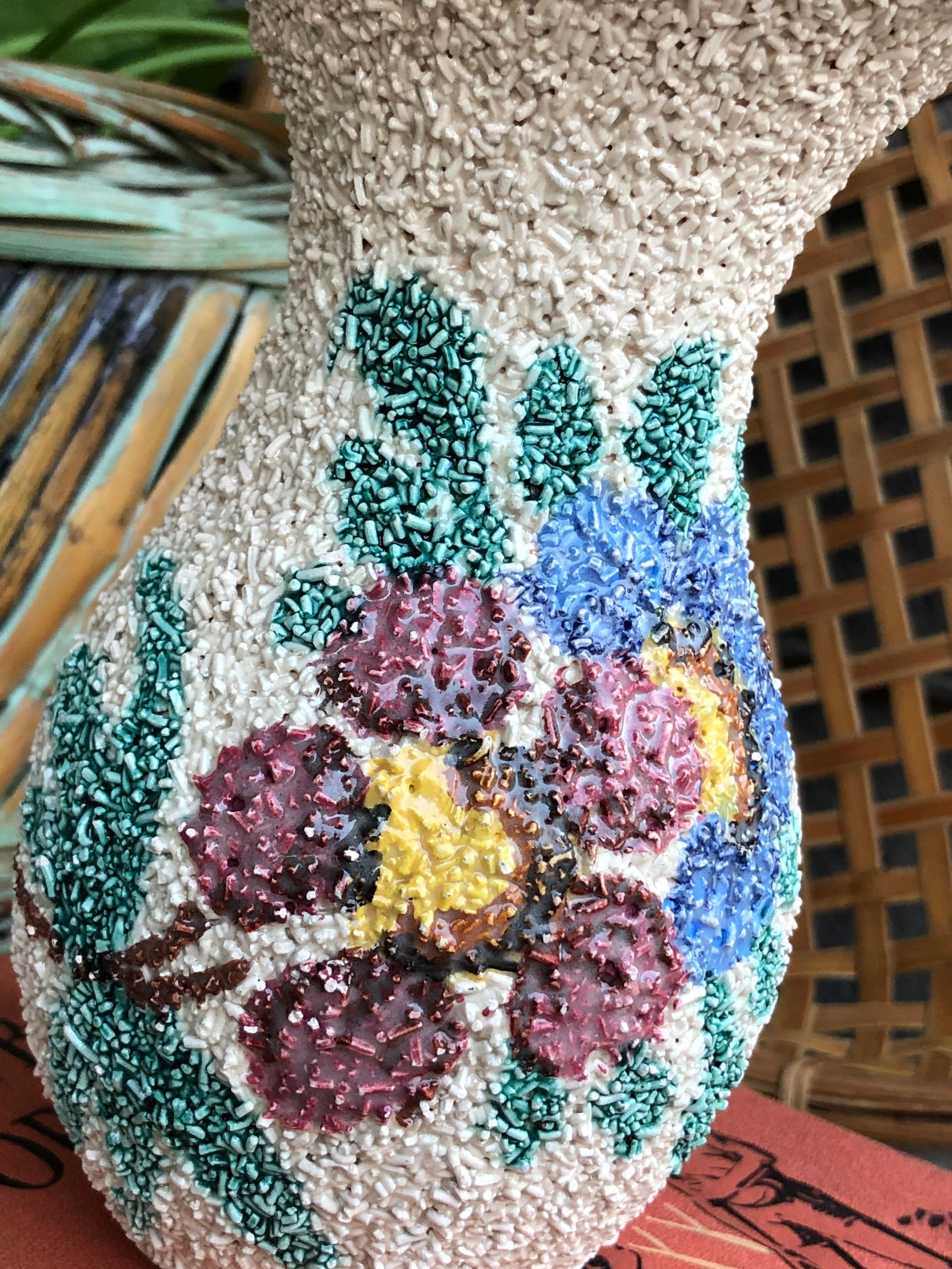 Italian Textured Pottery Vase Floral/Flowers Made in Italy | Etsy