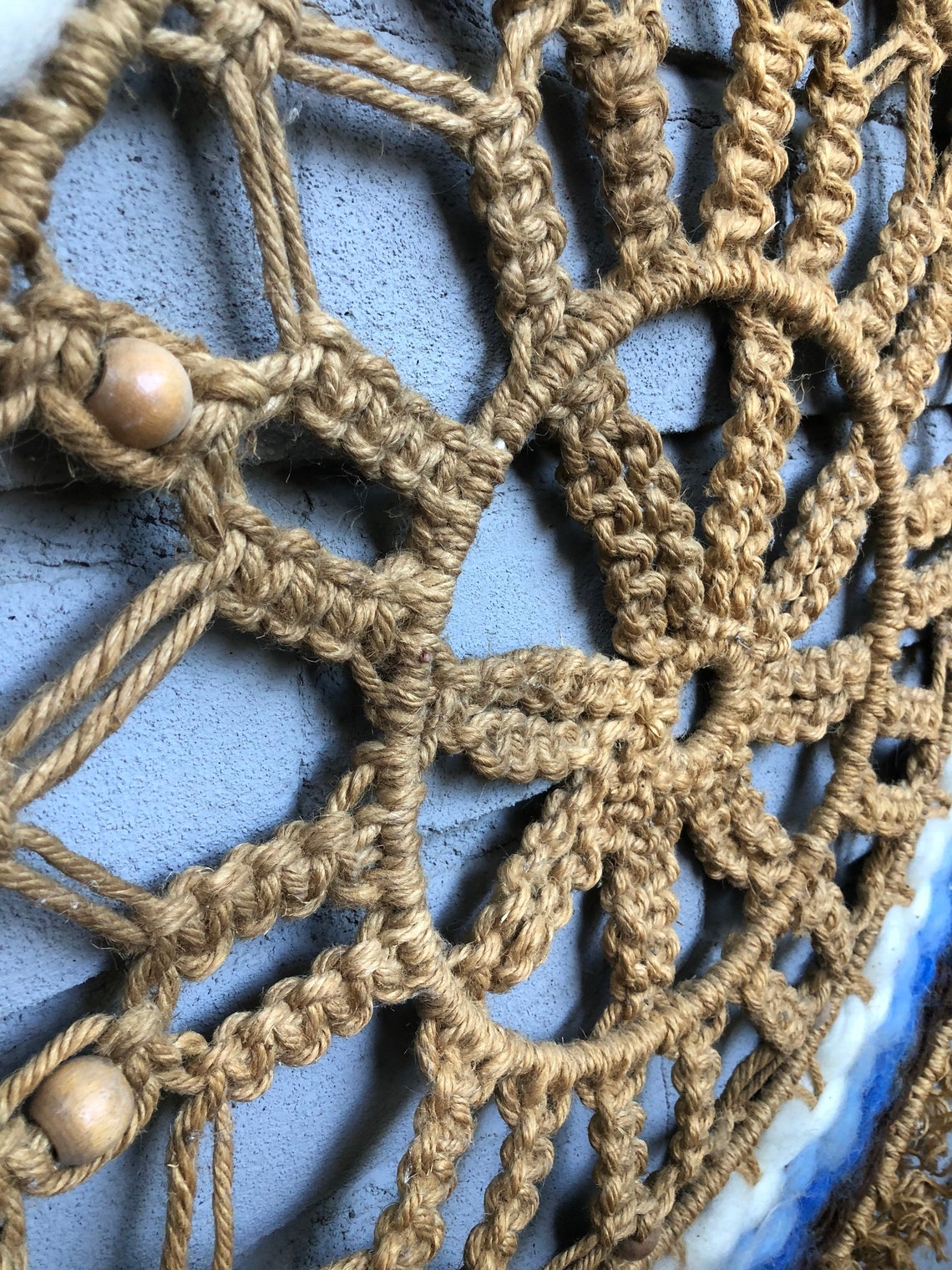 Large 28 Round Macrame Wall Hanging-jute-wooden - Etsy