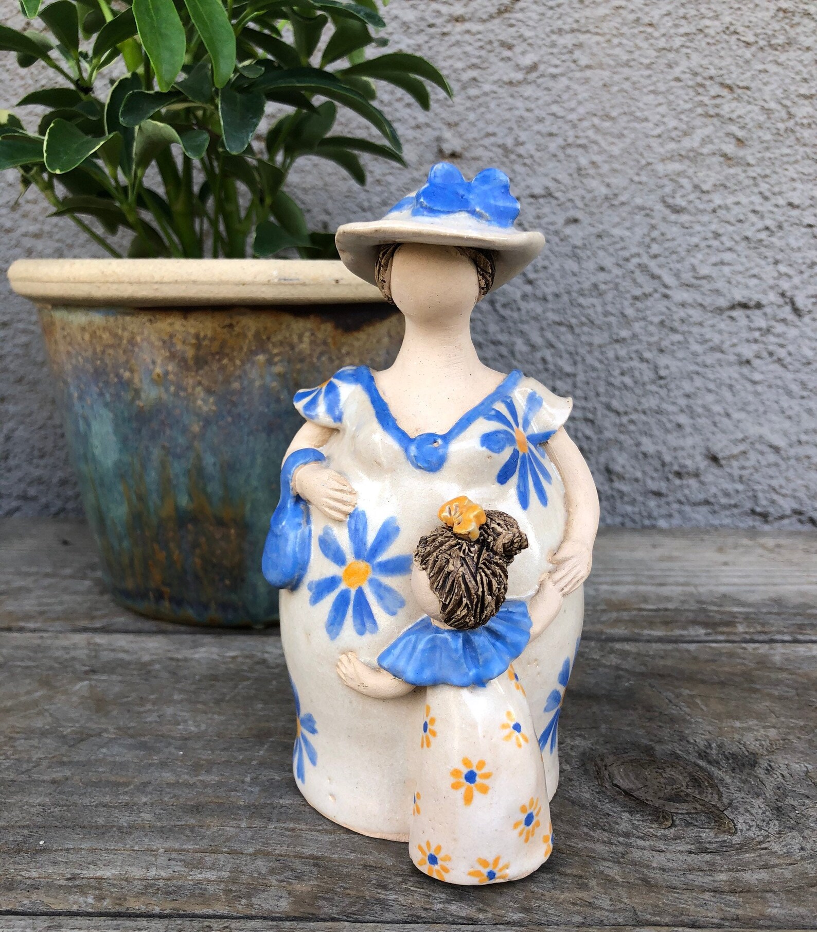 Vintage Ceramic Curvaceous or Pregnant Woman and Child/daughter ...