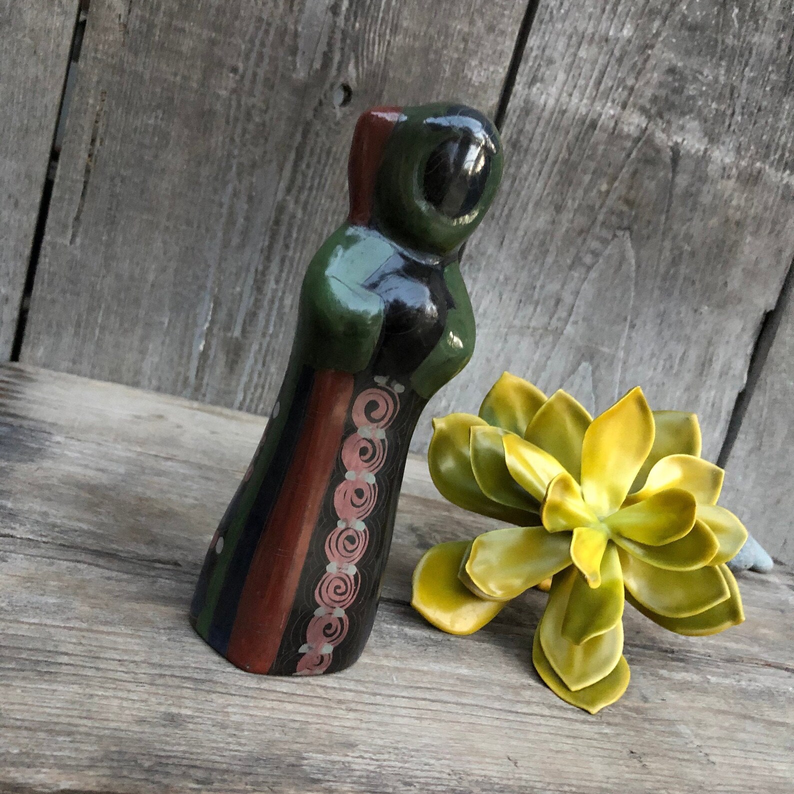 Ceramic / Clay Human/woman Figurine With a Hooded Floral Coat - Etsy