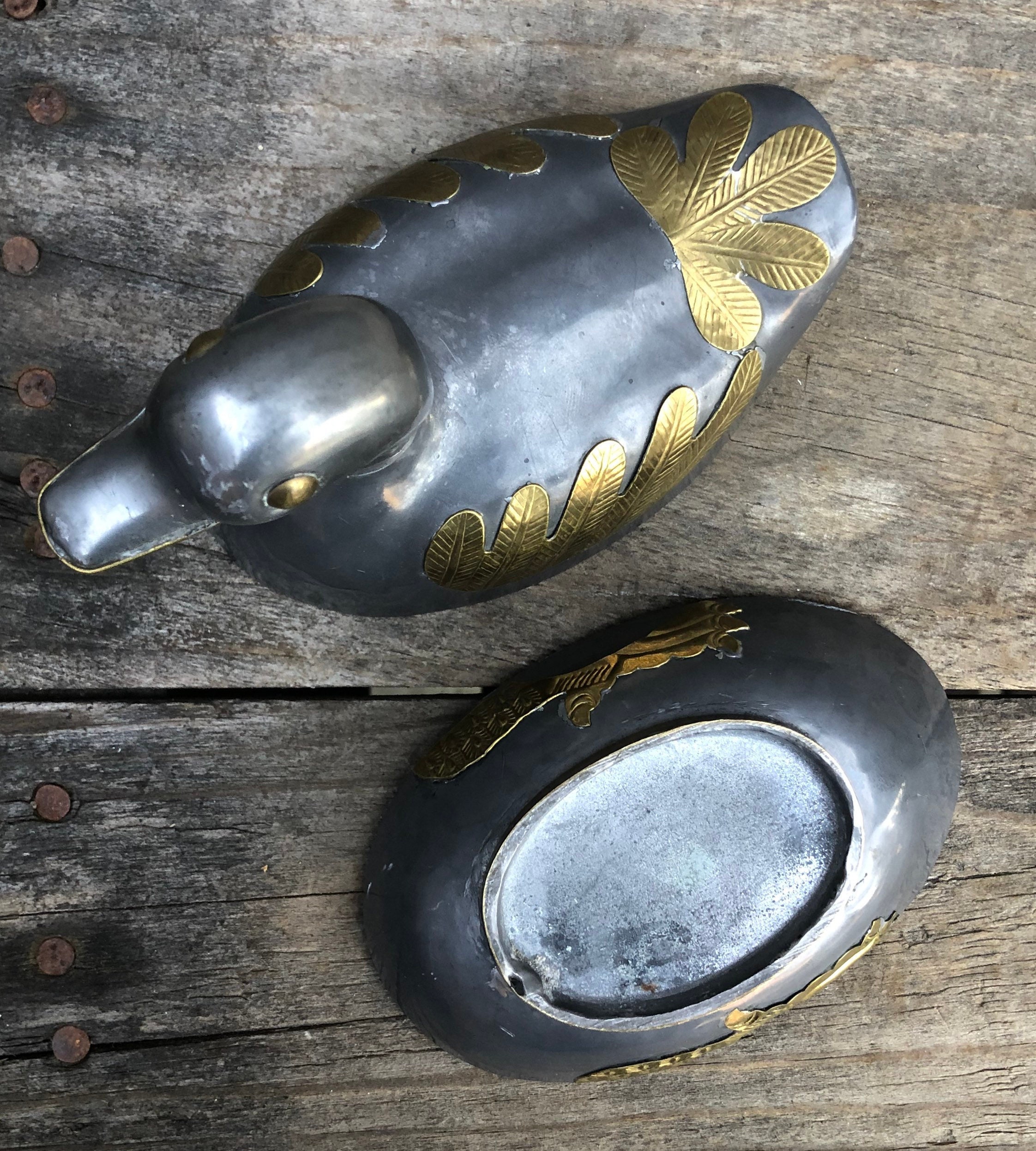 Vintage Metal Duck / Bird Box- Jewelry / Trinket / Keepsake Box - Boho ...