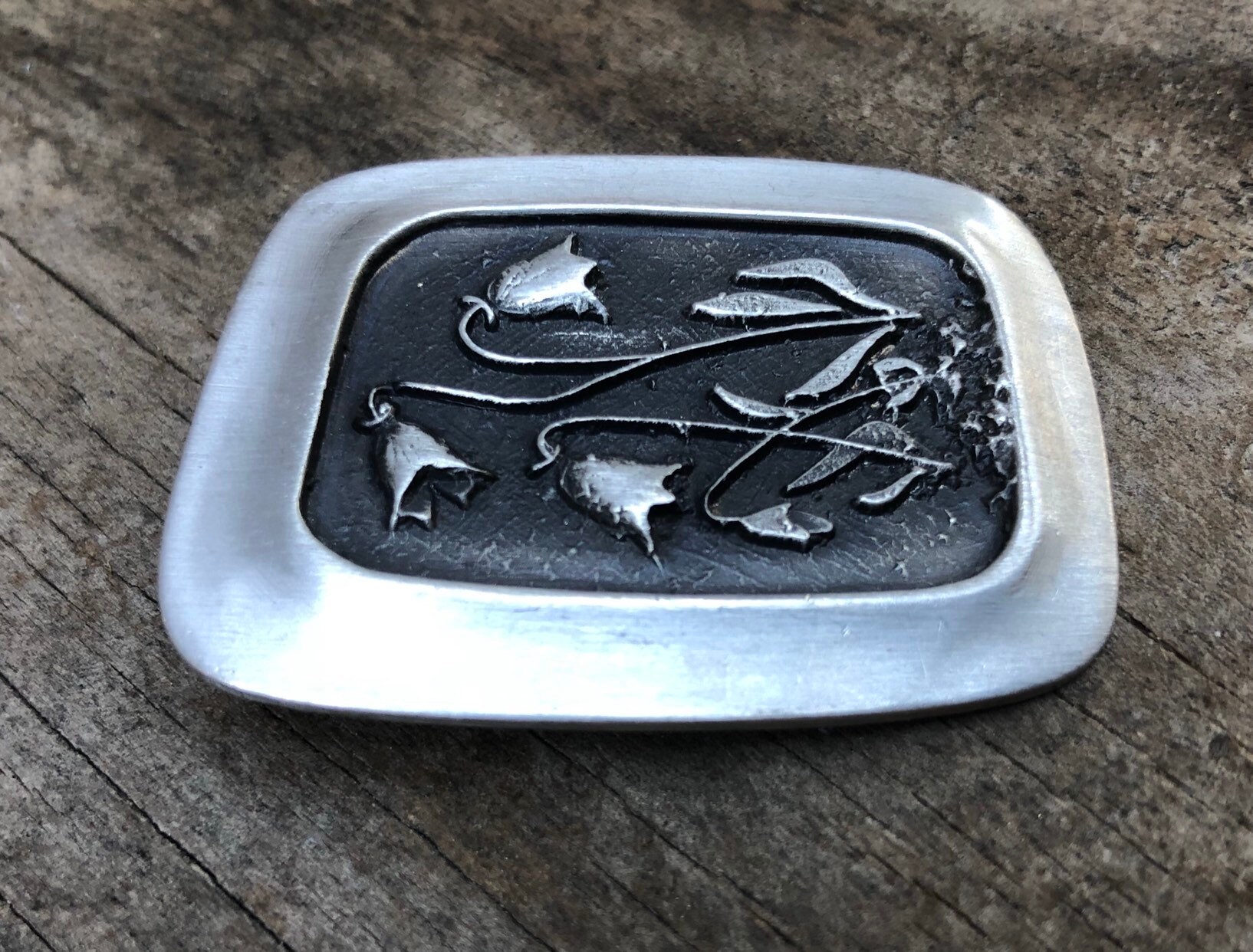 Swedish Vintage Asymetrical Pewter Flower Brooch / Pin and | Etsy