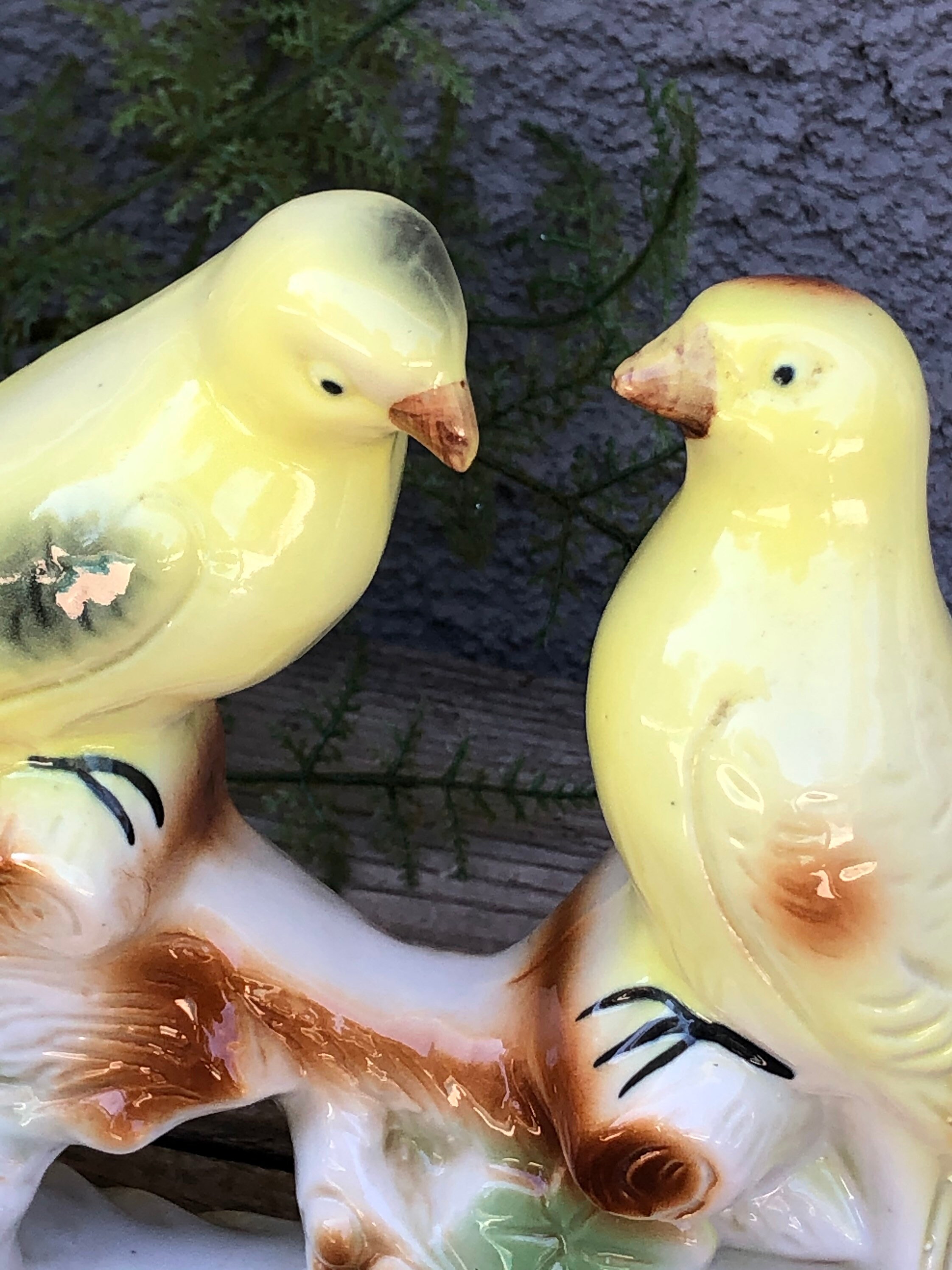 Vintage Bird Figurine Parakeets Love Birds Yellow | Etsy