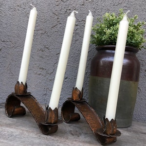 Set of 2 Vintage Hammered Copper Metal Candlesticks /candlestick ...