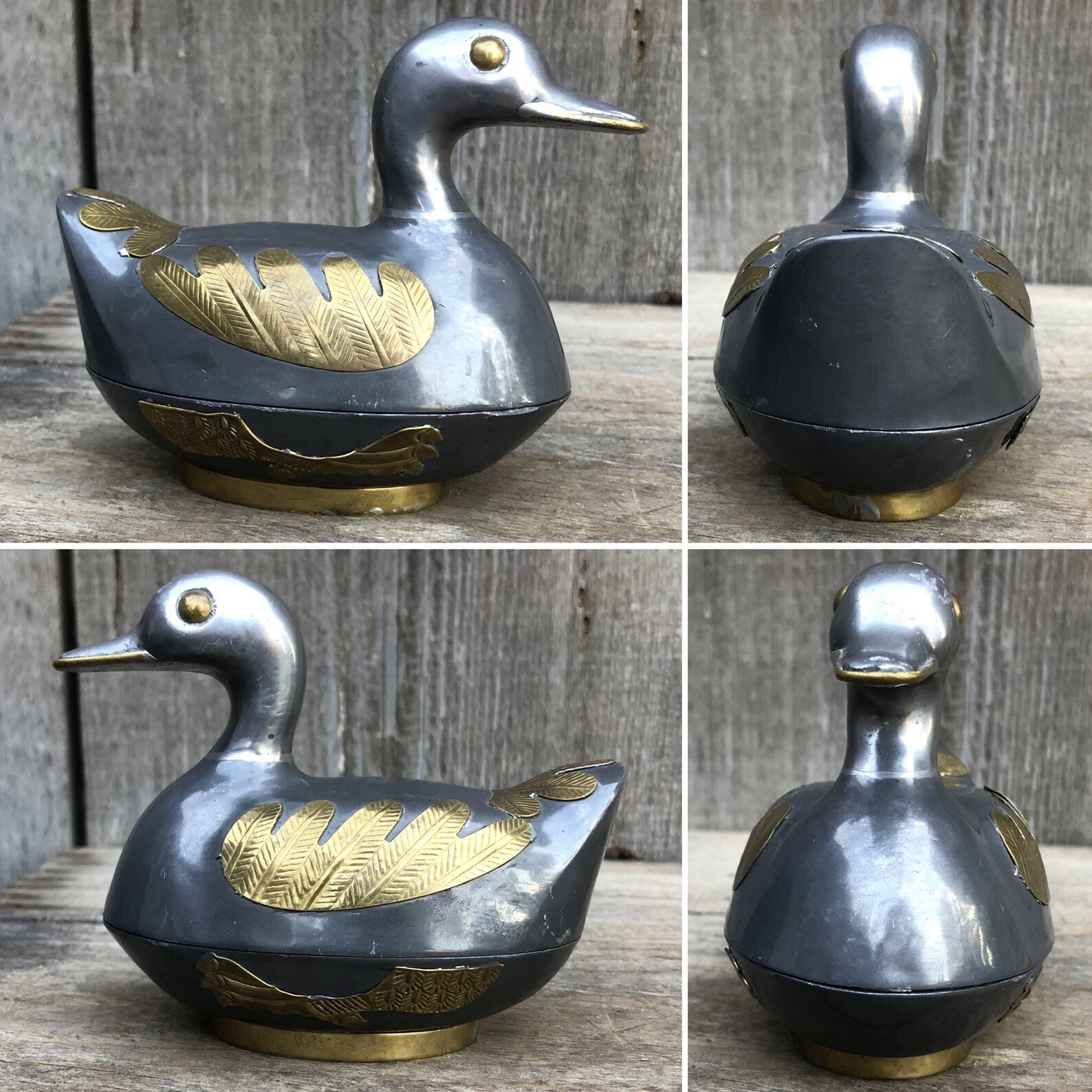 Vintage Metal Duck / Bird Box- Jewelry / Trinket / Keepsake Box - Boho ...