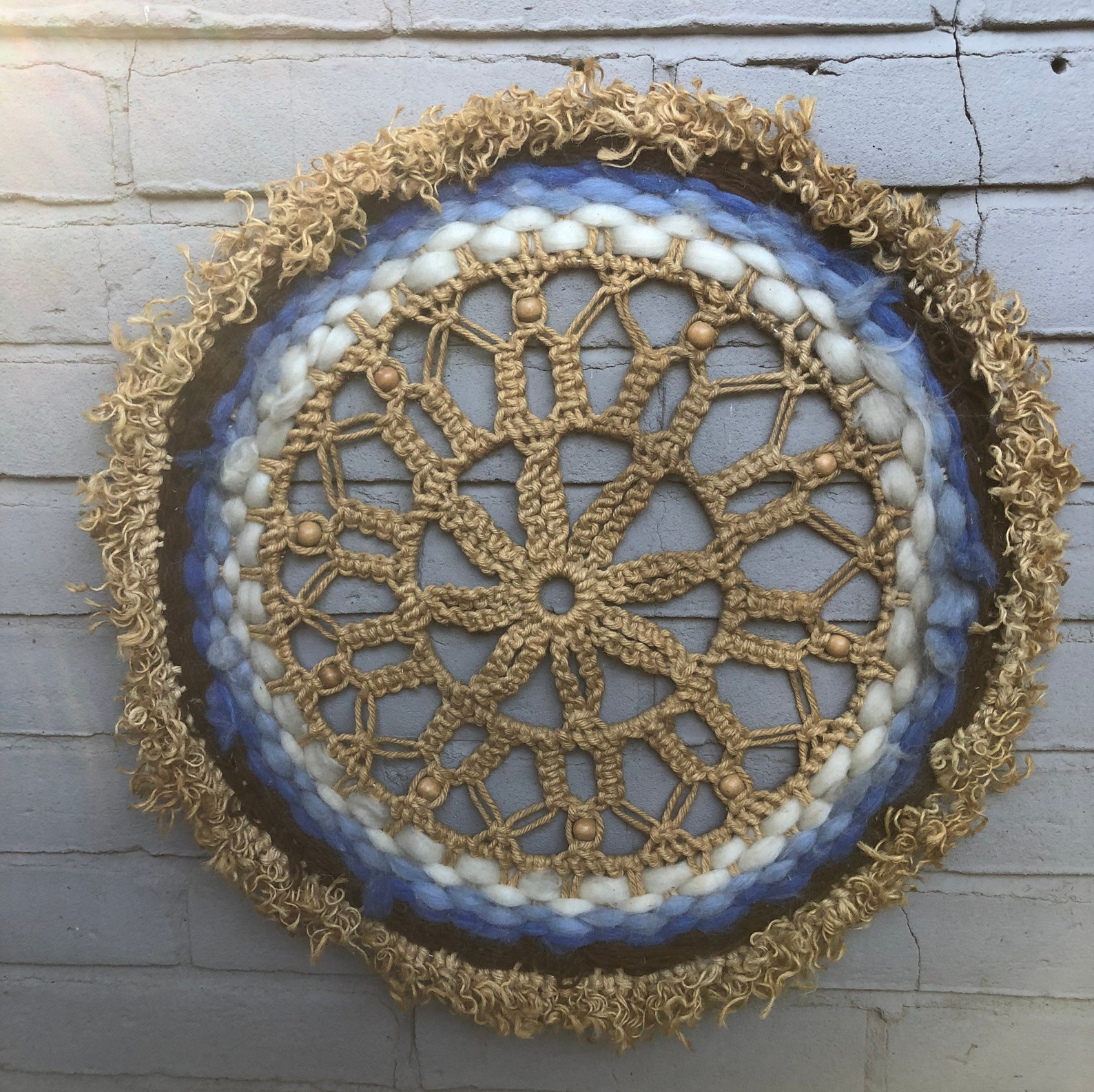 Large 28 Round Macrame Wall Hanging-jute-wooden - Etsy