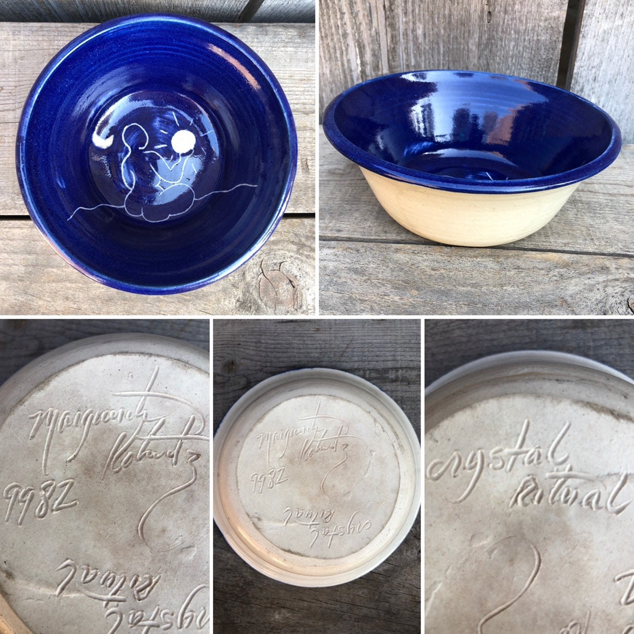 3 Cobalt Blue Pottery Art Pieces by Marguerite Kotwitz - Etsy
