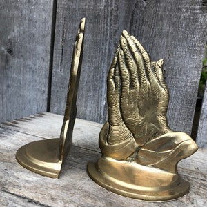 Vintage Brass Bookends-praying Hands-boho/shabby Chic/eclectic-office ...