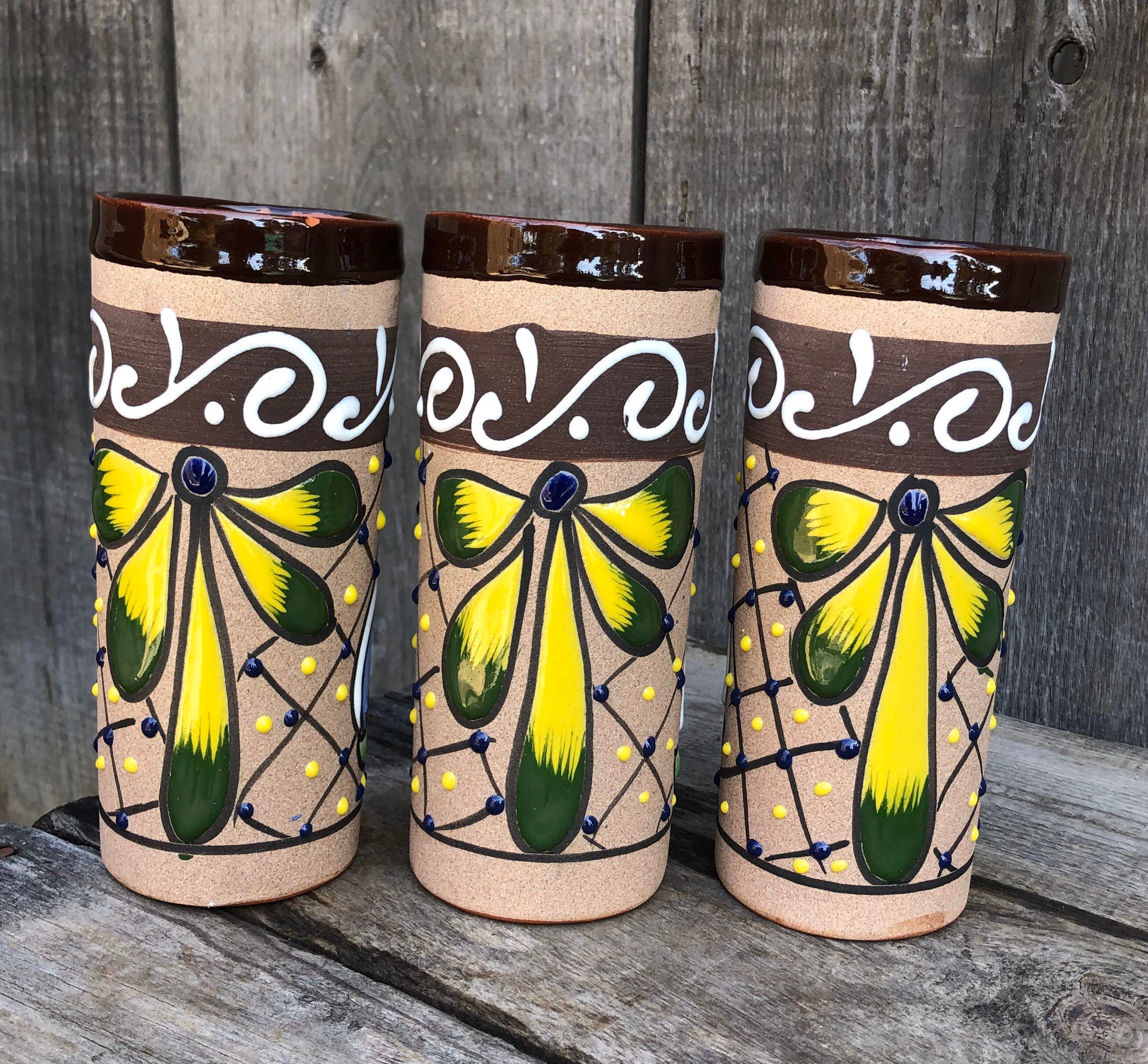 Mexican Sandstone Pottery Vases / Succulent Planters - Floral /flowers ...