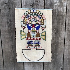 South American Hand Made Embroidered Boho Textile Wall Art Tapestry ...