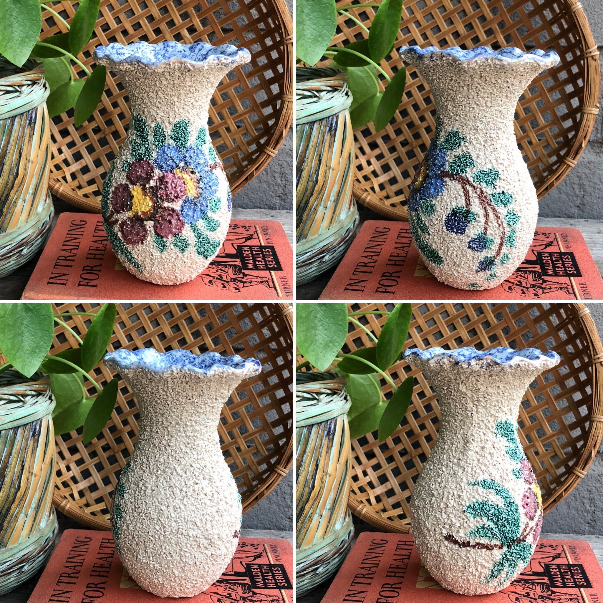 Italian Textured Pottery Vase - Floral/flowers - Made in Italy ...