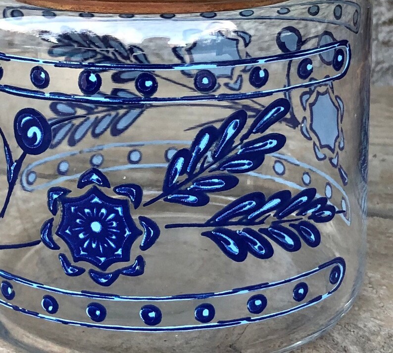 Vintage Glass Apothecary Jar bubble Lid Teak Lid Clear | Etsy