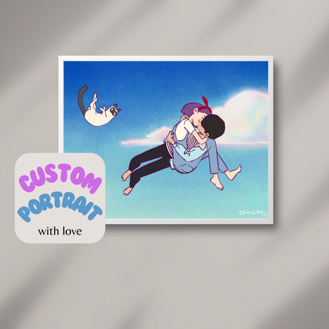 Custom Couple Illustration in My Style, Custom Portrait With Pets ...