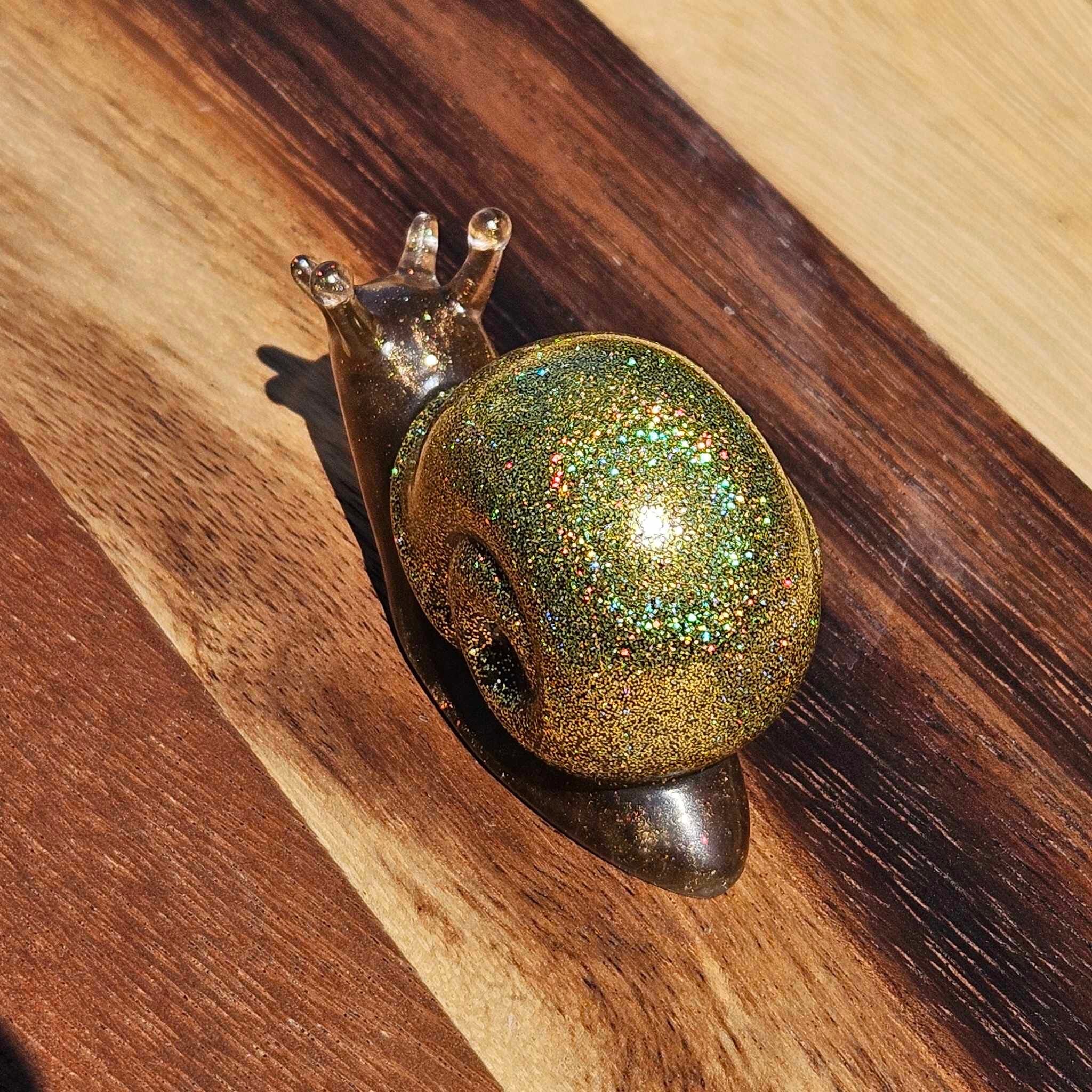 Gold Brown Glittery Snail / Resin Snail Home Decor / Snail Table Decor ...