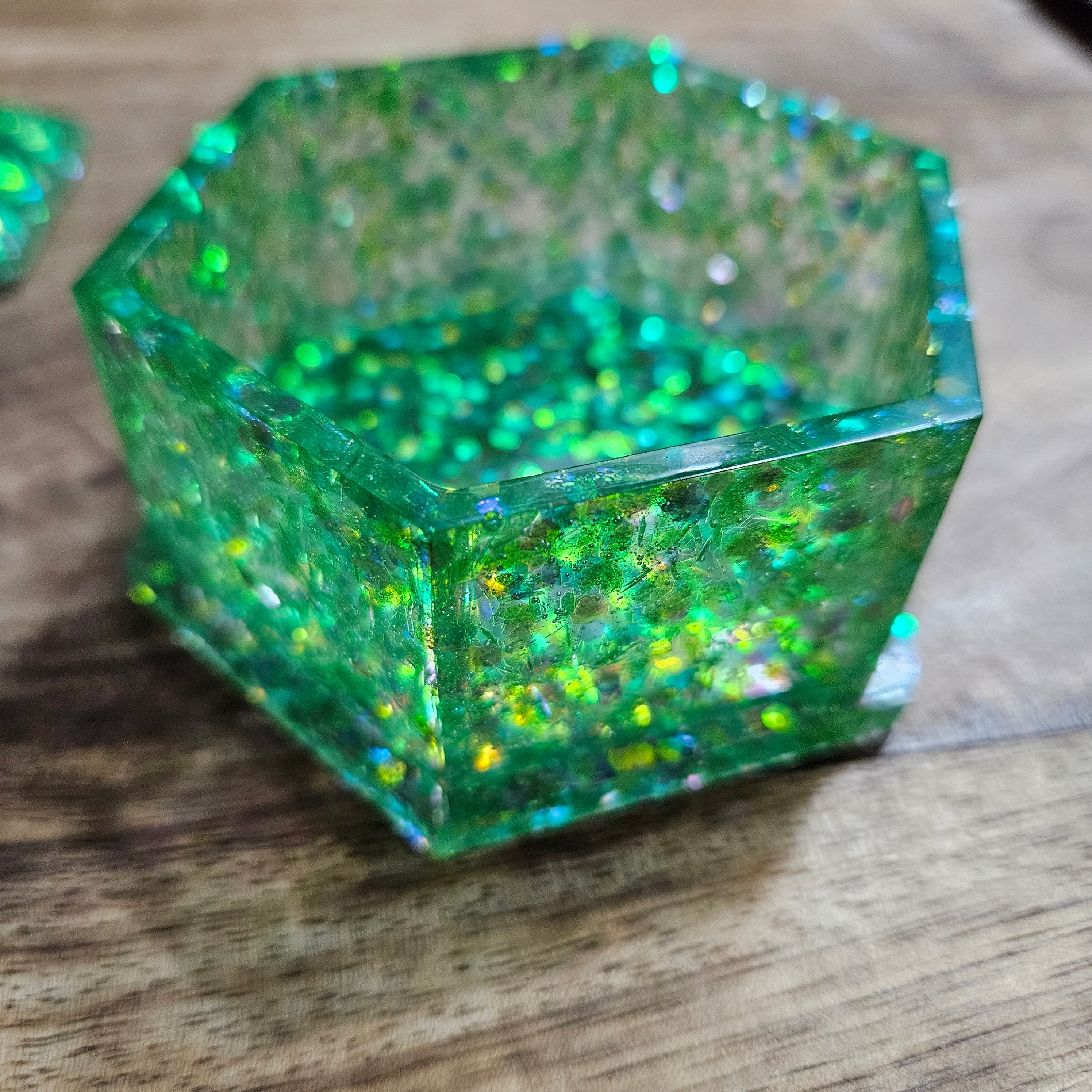 Green 'dragon Scale' Glitter Box/ Small Green Hexagonal Jewelry Box ...