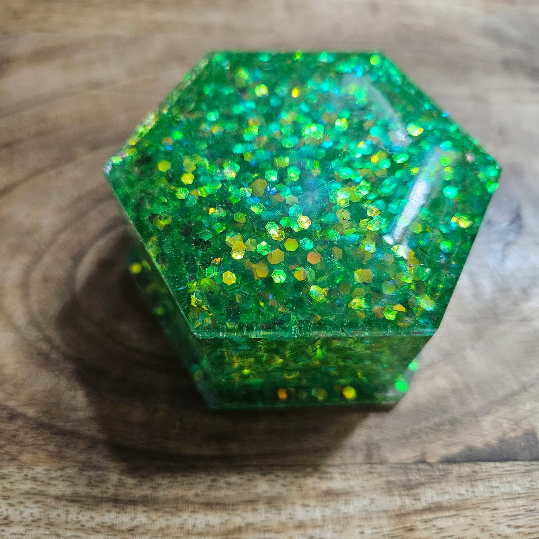 Green 'dragon Scale' Glitter Box/ Small Green Hexagonal Jewelry Box ...