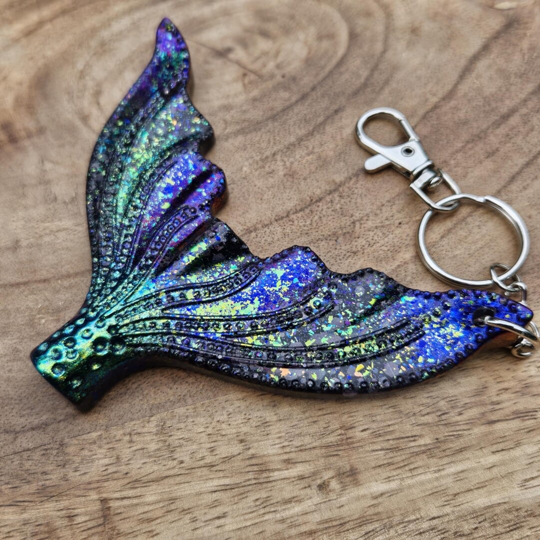 Large Rainbow Metallic Mermaid Tail Keychain / Mermaid Accessory ...