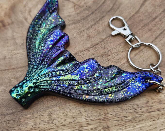 Large Rainbow Metallic Mermaid Tail Keychain / Mermaid Accessory ...