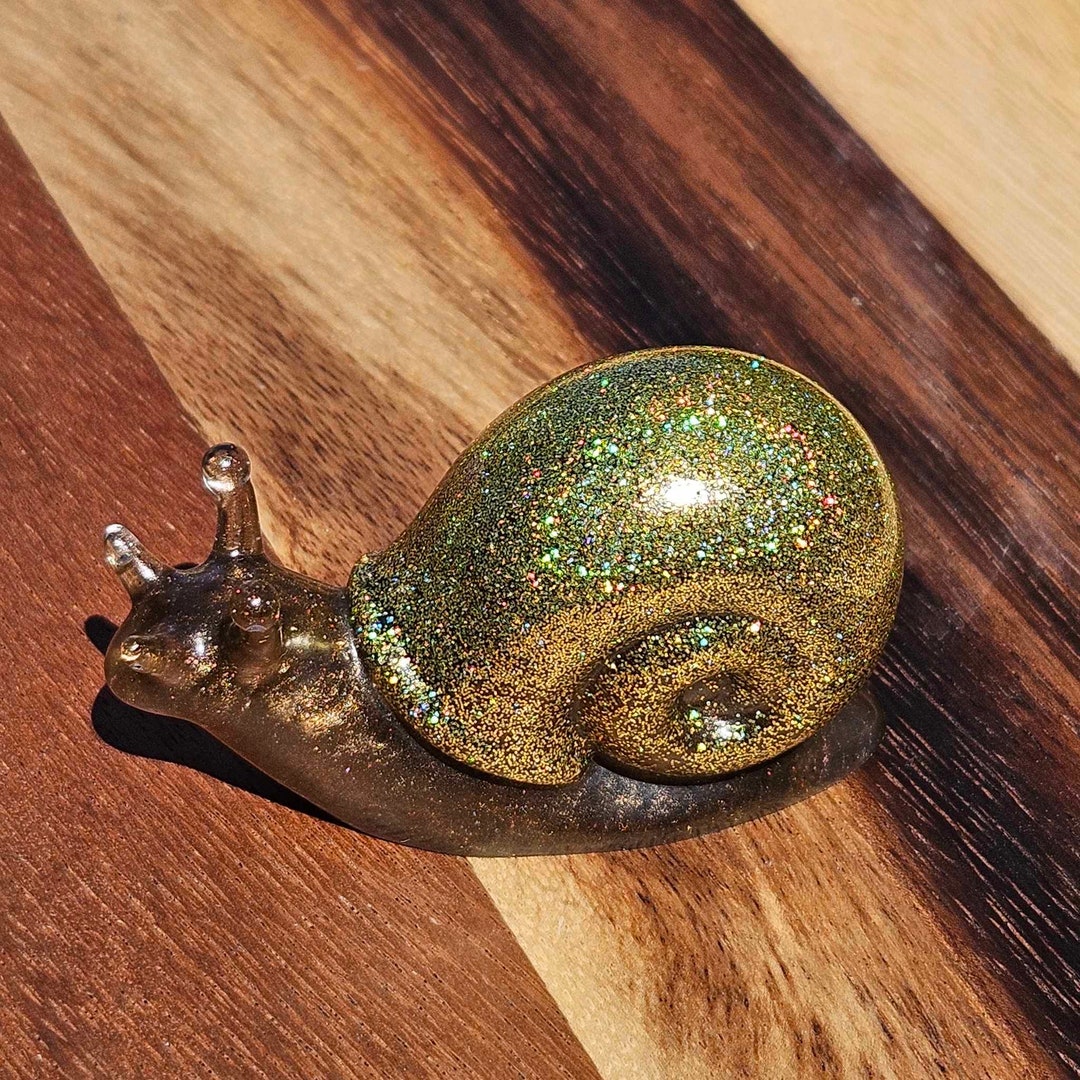 Gold Brown Glittery Snail / Resin Snail Home Decor / Snail Table Decor ...
