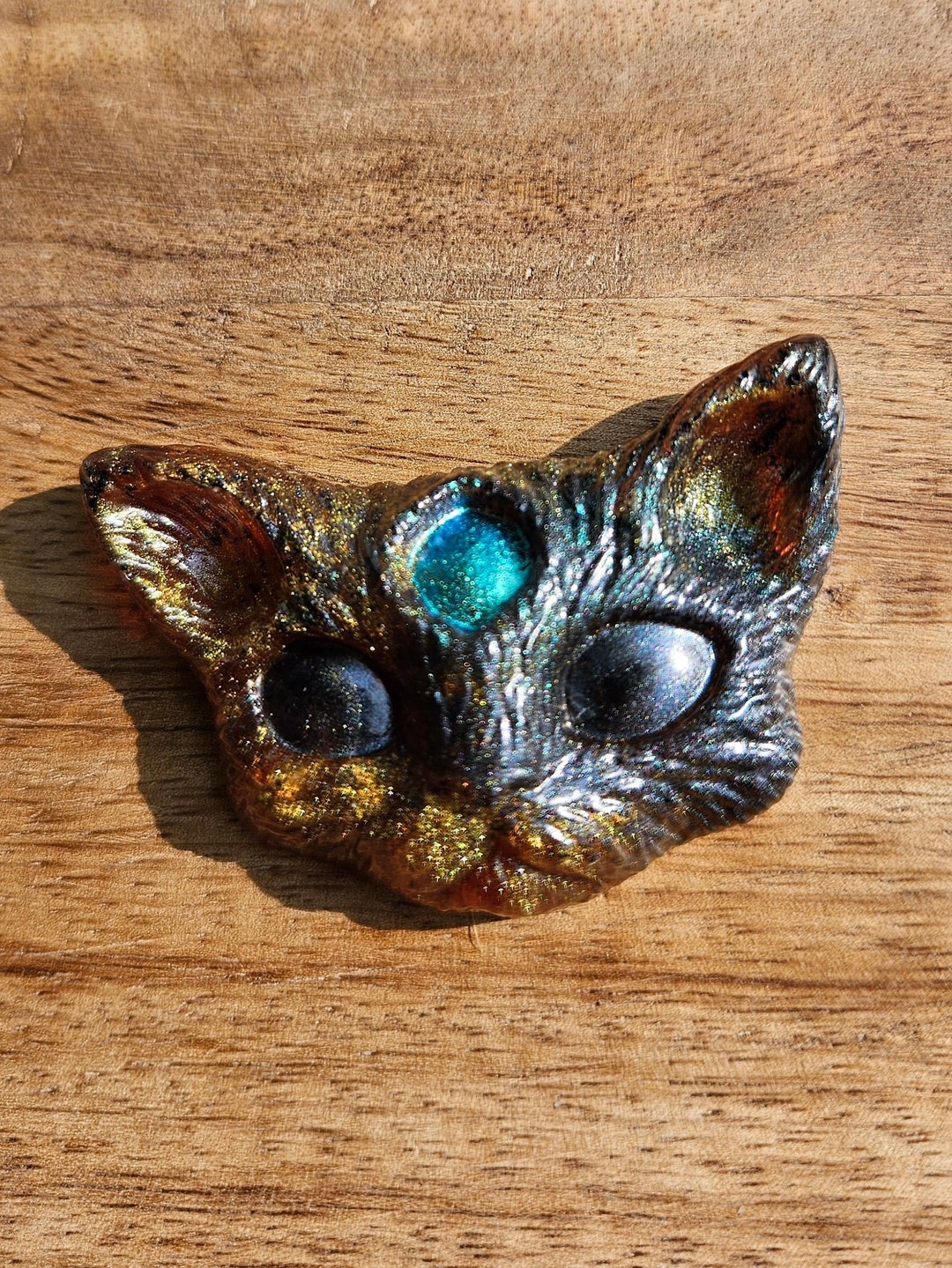 Black Gold Cat With Third Eye / Handcrafted Resin Art / Fidget Toy ...
