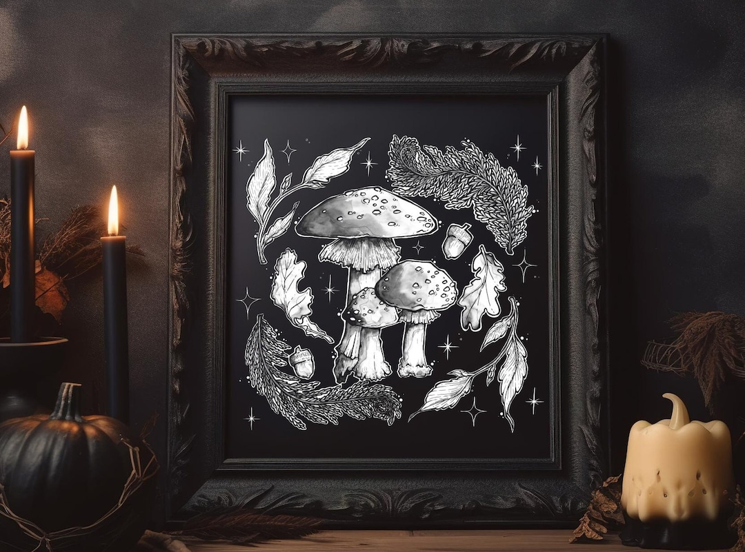 Illustration Mushrooms / Gothic Art / Dark Botanical Art / Fall Vibes ...