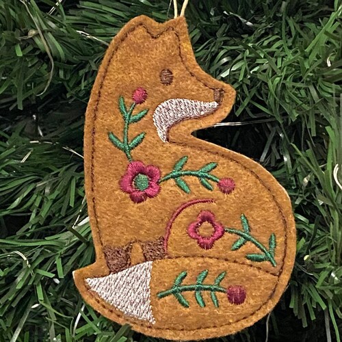 Swedish Folk Art Fox Ornament. Nordic Fox Embroidered on | Etsy