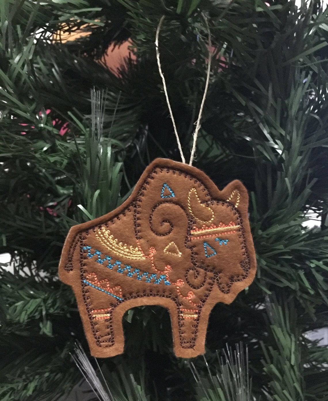 Southwest Buffalo Ornament. Felt Bison Ornament Embroidered on - Etsy