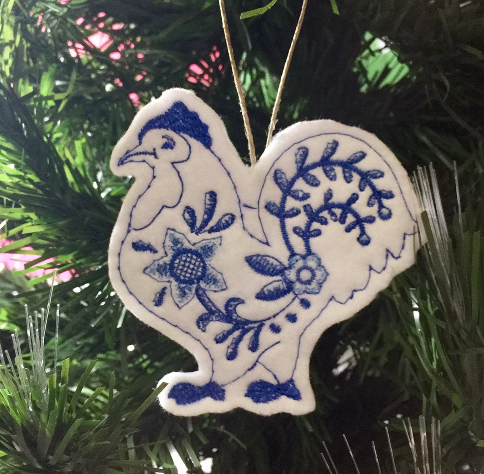 Delft Blue Chicken. Dansk Rooster. Netherlands Felt Ornament. - Etsy