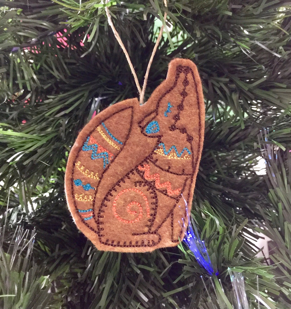 Southwest Coyote Ornament. Felt Coyote Ornament Embroidered on - Etsy