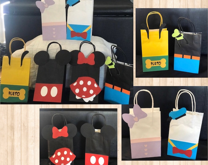Mickey Mouse paper (12) Minnie party Bags, Mickey Minnie Birthday ...
