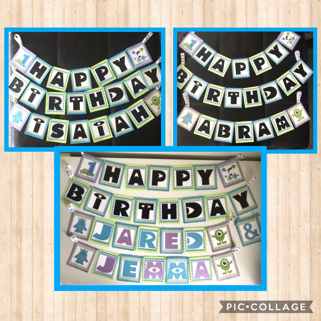 Monsters Inc Birthday Banner, Monsters Inc Birthday Decor, Monsters Inc ...