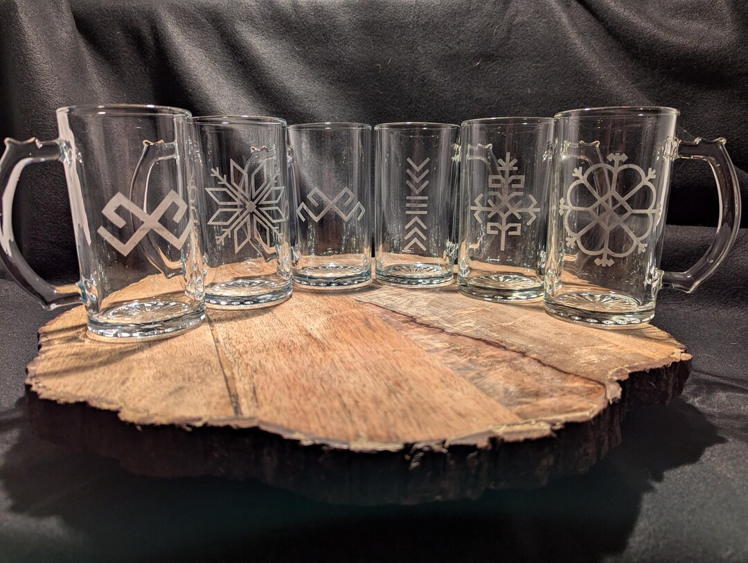 Hand Etched Beer Stein With Latvian Symbols - Etsy