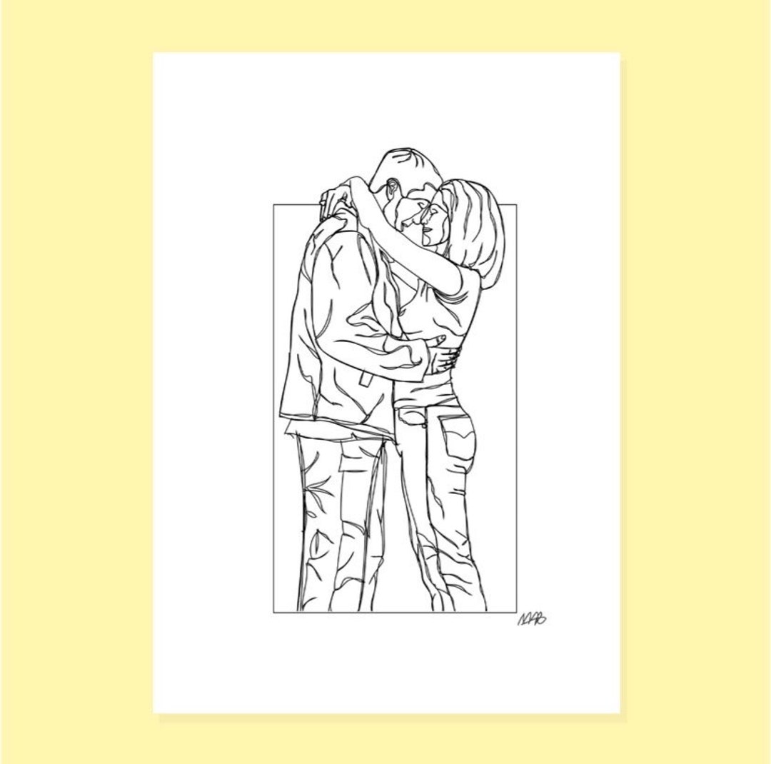 Ross and Rachel Friends Print Line Art Drawing - Etsy