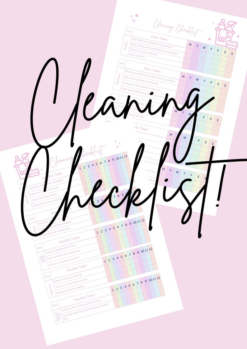 Cleaning Checklist Cleaning Schedule, Cleaning Planner, Cleaning ...