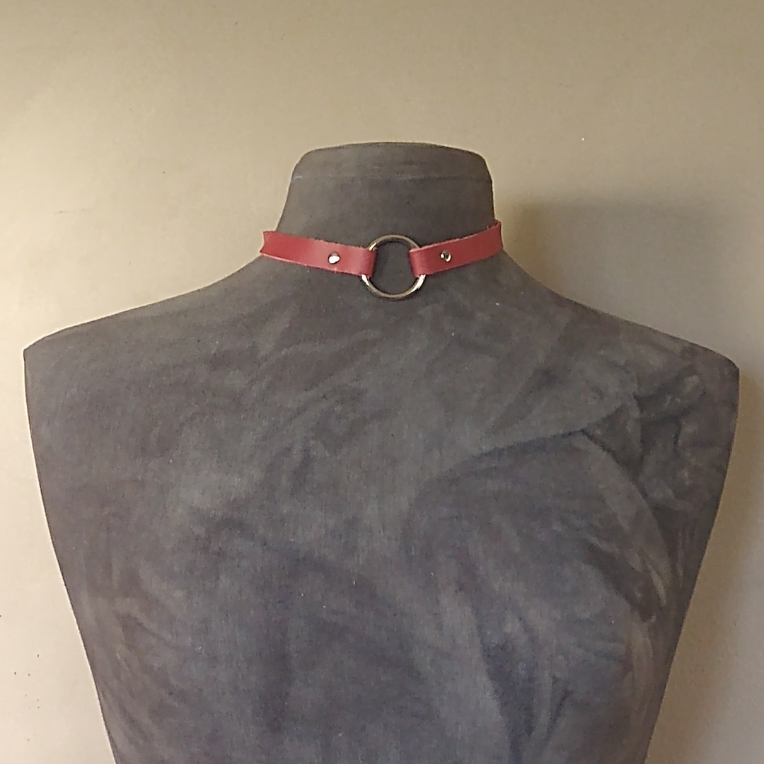 Leather, Ring, Choker, Necklace, Bondage, Kink, Goth, Bdsm, Punk, Choke ...